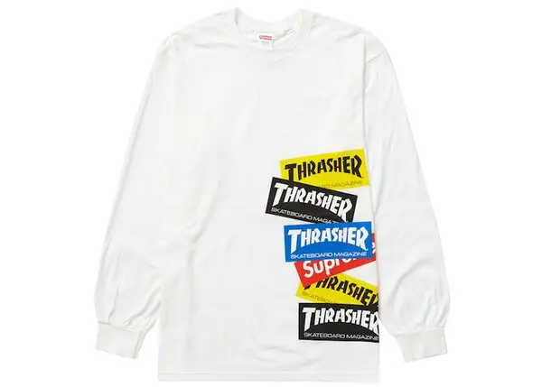 Supreme Thrasher Logo Long Sleeve Tee Shirt - White