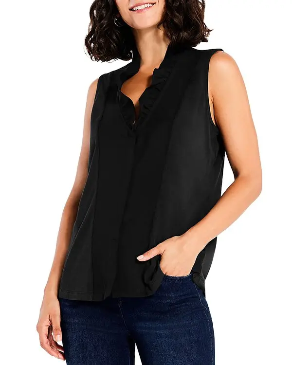NIC+ZOE Ruffled Tank - Black Onyx