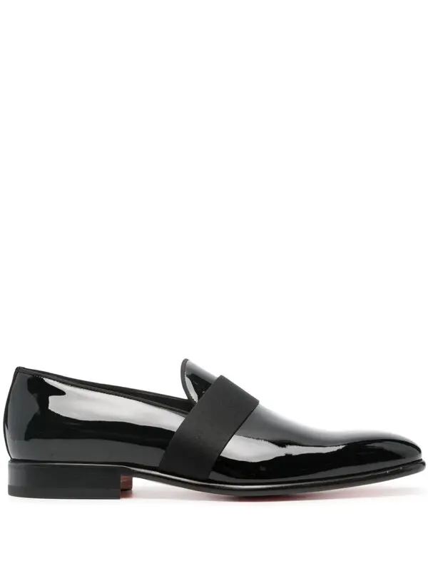 Santoni Patent-finish Leather Loafers - Black