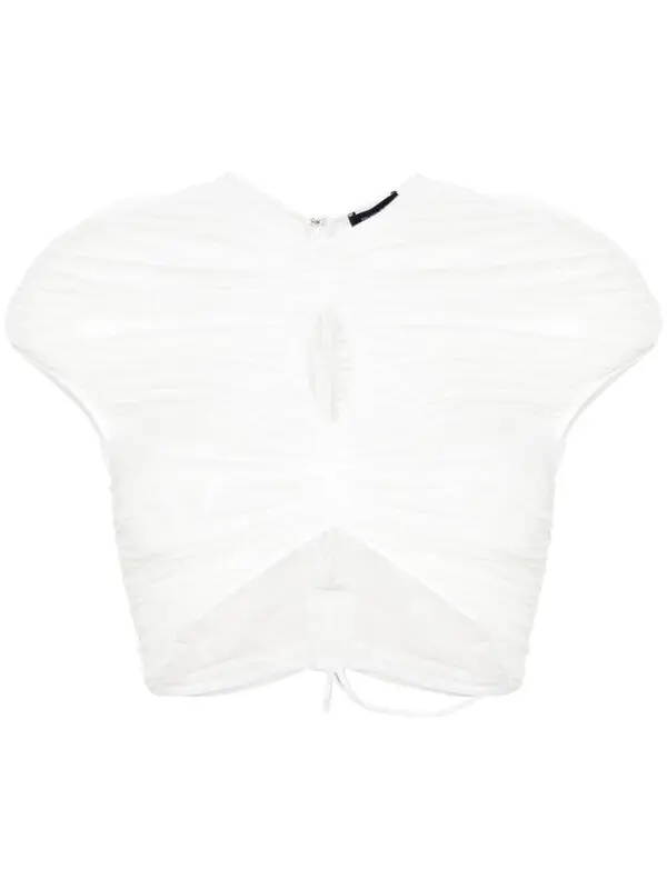 MUGLER Cropped Mesh T-shirt