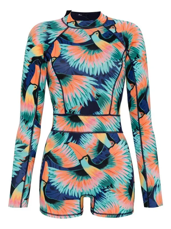 DUSKII Tropical-print Long-sleeved Paddle Suit