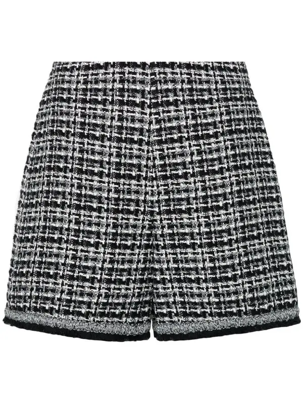 Moncler High-waisted Tweed Shorts - Black