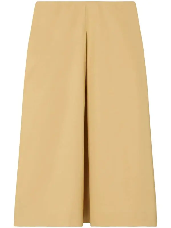 Tory Burch Pleated Cotton Midi Skirt - Neutrals