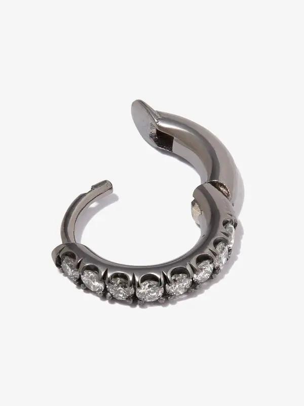 SPINELLI KILCOLLIN 18k White Gold Mini Micro Diamond Single Hoop Earring
