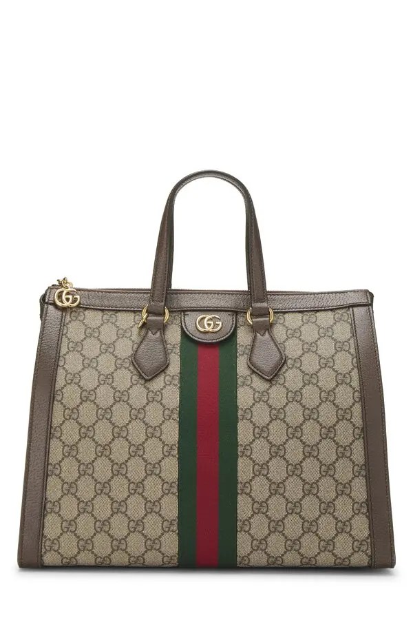 Gucci Original Gg Supreme Canvas Ophidia Tote Bag - Brown