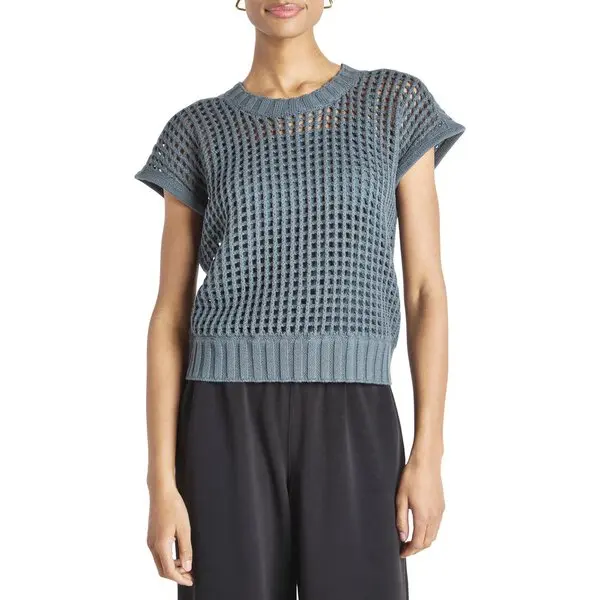 Splendid X @cellajaneblog Pointelle Sweater Vest - Dark Slate
