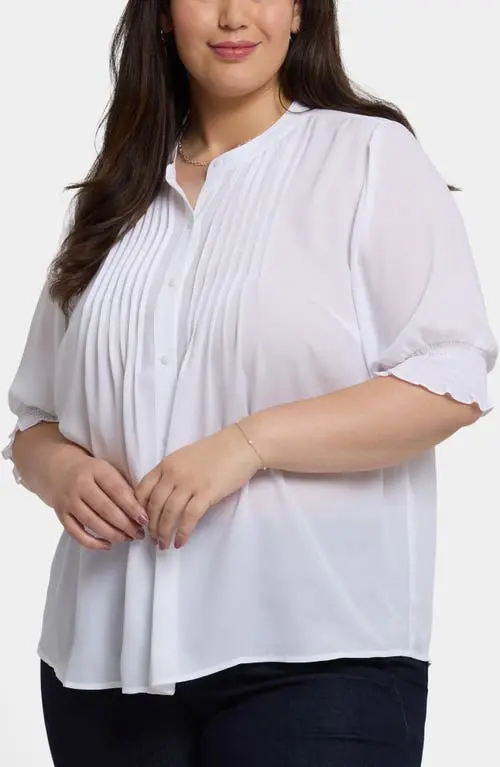 NYDJ Printed Peasant Top - Optic White