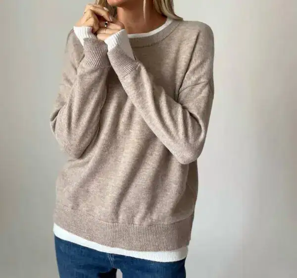 Buy SIX FIFTY Ashlin Double Hemmed Sweater In Latte - Grey At 36% Off ...