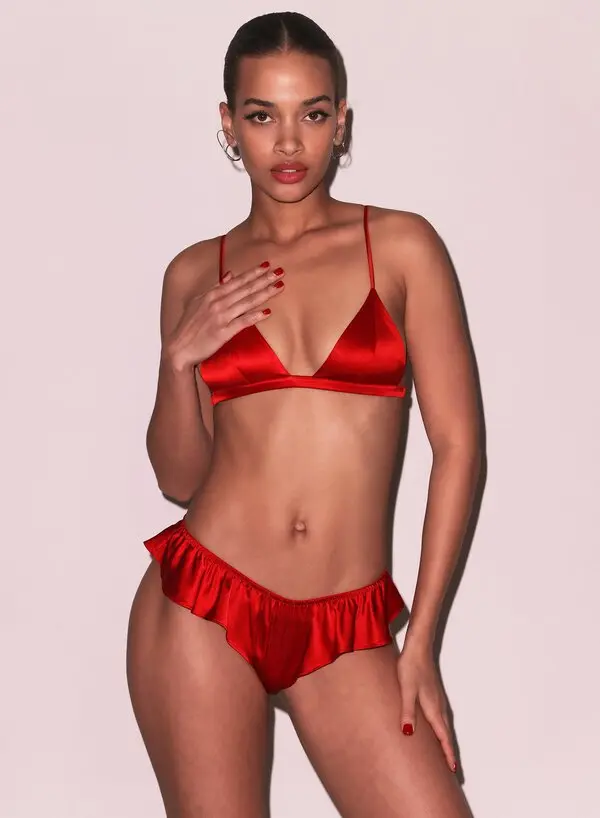 Fleur Du Mal Luxe Triangle Bra - Rouge