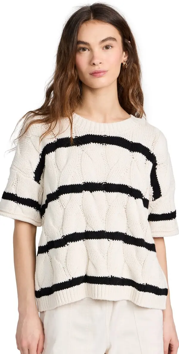 Splendid X Cella Jane Stripe Cable Knit Sweater