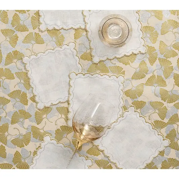 KIM SEYBERT Arches Cocktail Napkins In White, Gold And Silver, Set Of 6