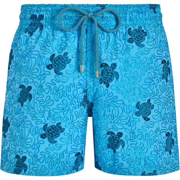 Vilebrequin Swim Trunks Embroidered Splash Limited Edition Swimsuit Mistral - Blue