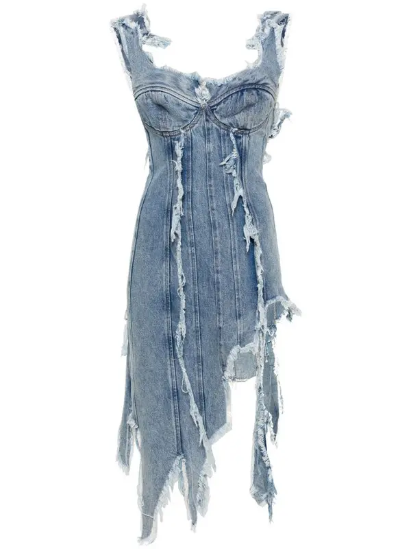 Natasha Zinko Distressed Denim Minidress