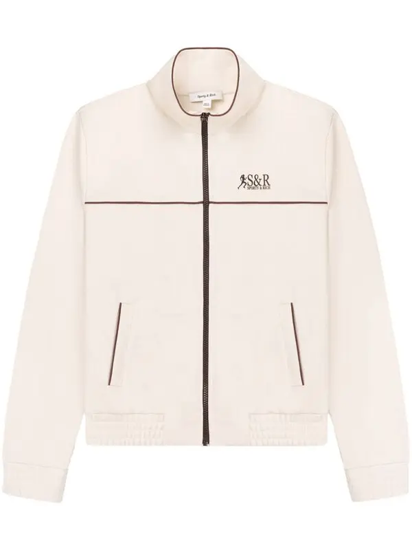SPORTY & RICH Action Logo-print Track Jacket - Neutrals
