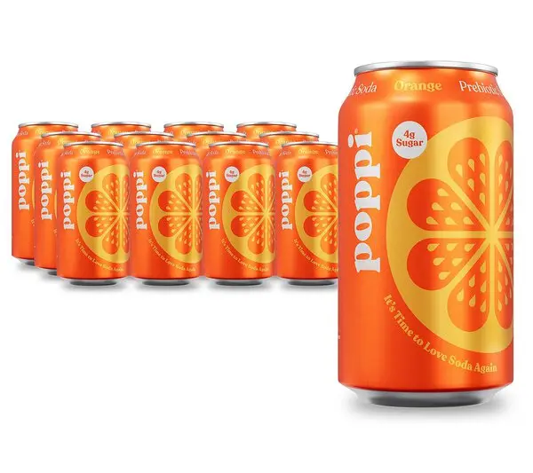 POPPI 12-oz Cans Prebiotic Soda Orange