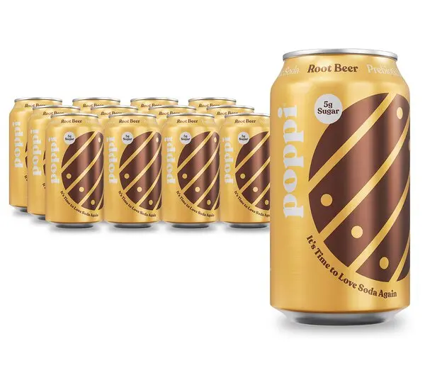 POPPI 12-oz Cans Prebiotic Soda Root Bee R