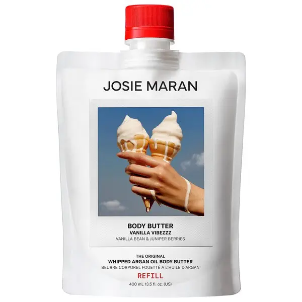 JOSIE MARAN Vanilla Vibezzz Whipped Argan Oil Refillable Firming Body Butter Jar