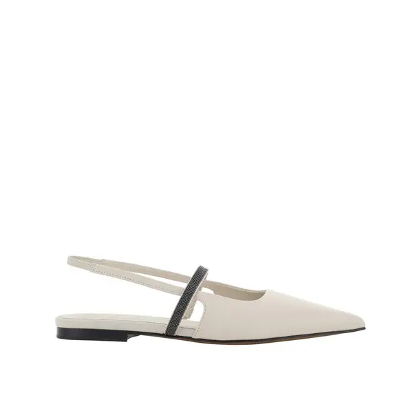 Brunello Cucinelli Slingback Flats - White