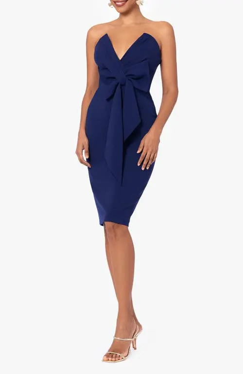 Betsy & Adam Bow Strapless Scuba Knit Cocktail Dress In Night - 60% Off |  Editorialist