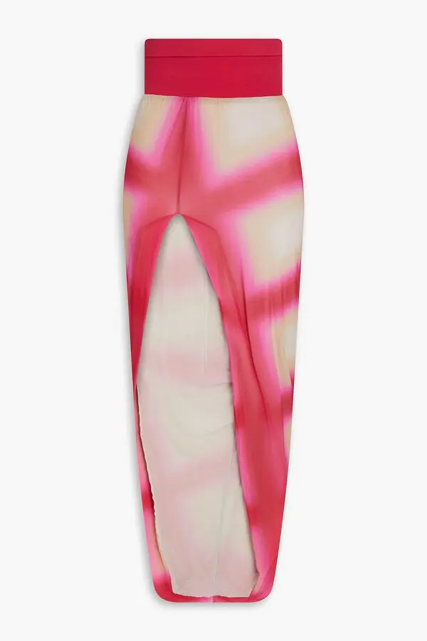 Rick Owens Printed Stretch-cupro Maxi Skirt - Fuchsia