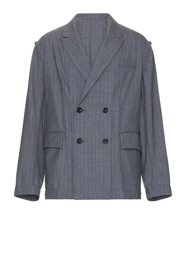 ジャケット・アウター Sacai Chalk Stripe Jacket / Size1 Sacai Chalk Stripe Jacket In Grey In Gray - 35% Off