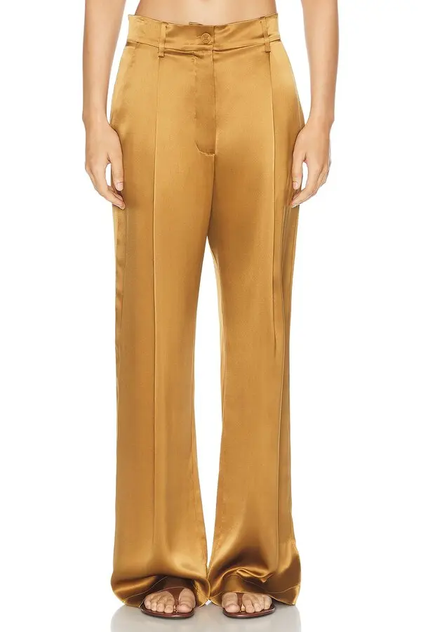 Sablyn Emerson High Rise Pleated Pant - Matte Gold