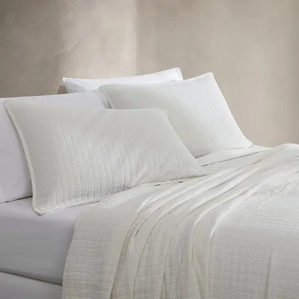 Calvin Klein Essential Garment Washed Cotton Jacquard Sham - Off White