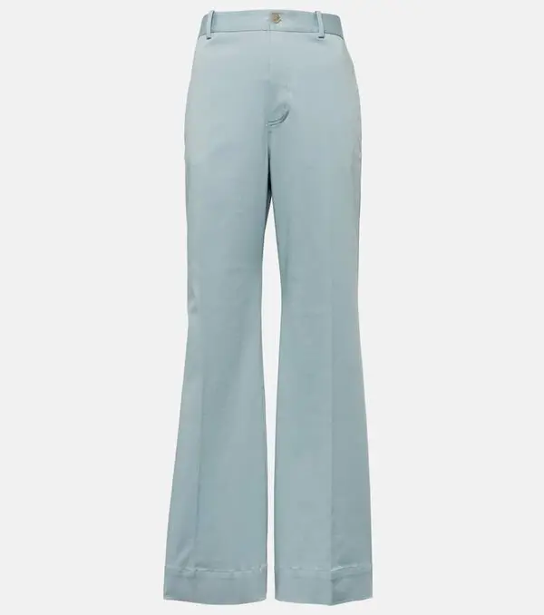 Plan C High-rise Flared Cotton-blend Pants