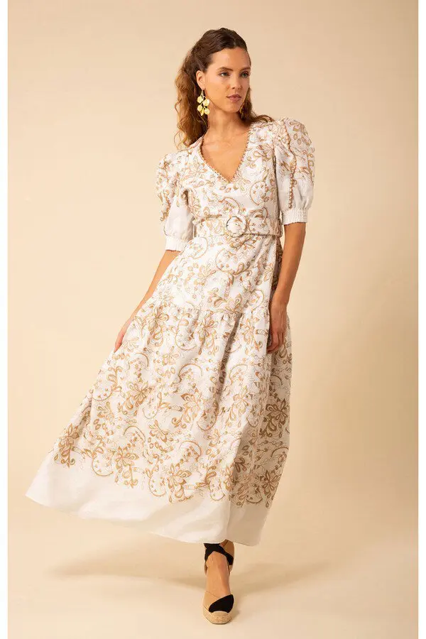 Hale Bob Myla Embroidered Maxi Dress - Neutral