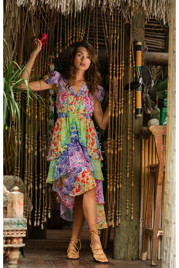 Hale Bob Lainey Tiered Chiffon Dress - Blue