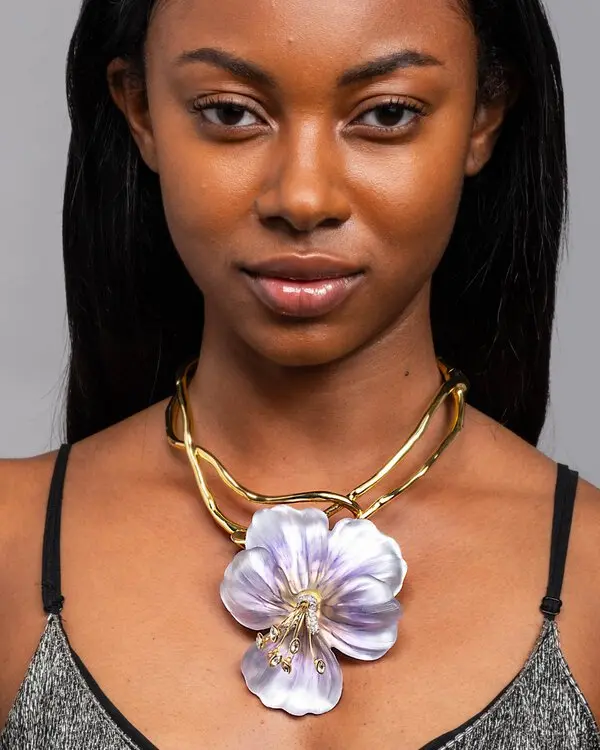 Alexis Bittar Pansy Lucite Vine Collar - Midnight Pansy,silver