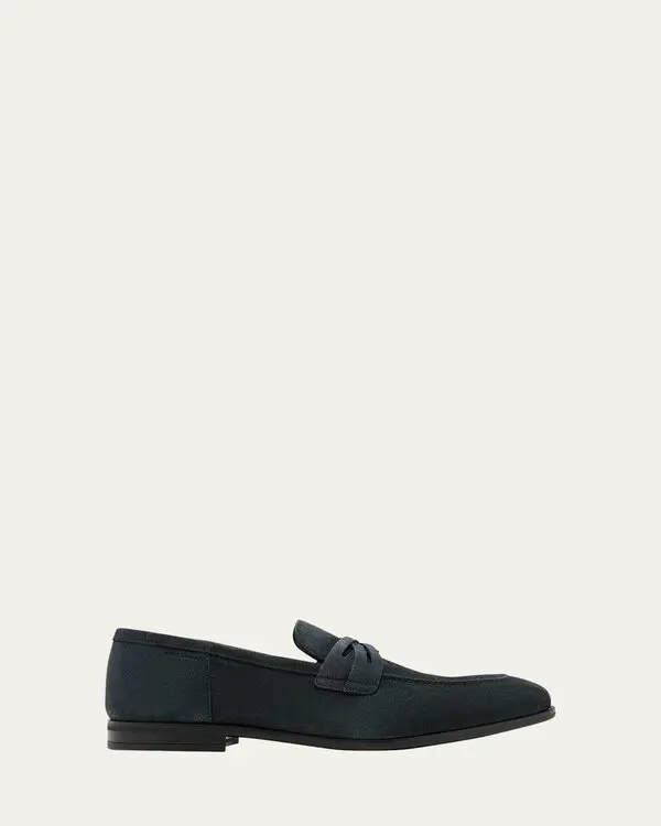 STUART WEITZMAN Simon Suede Penny Loafers - Off Black