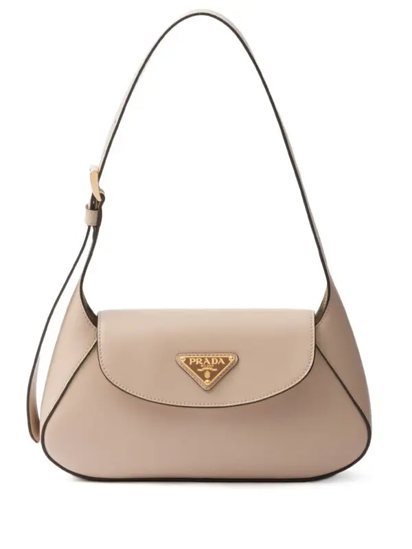Prada Logo-plaque Shoulder Bag - Neutrals