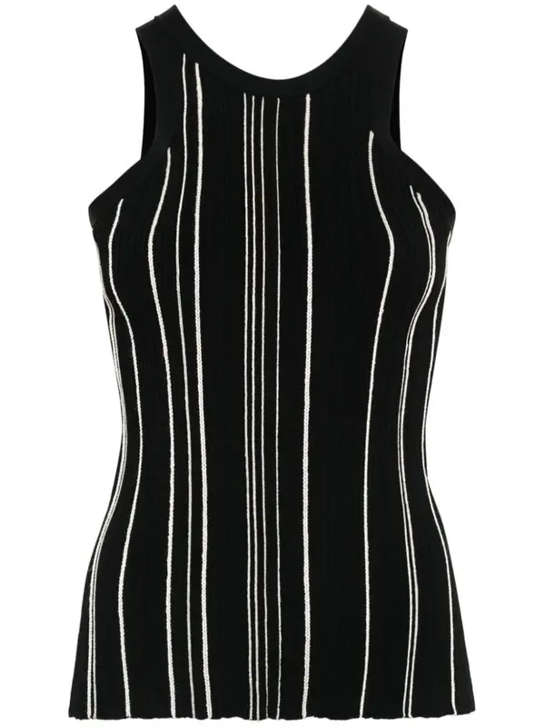 TOTÊME Braid Ribbed Tank Top - Black