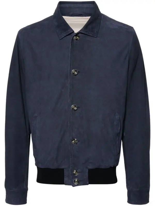 BARBA NAPOLI Suede Spread-collar Jacket
