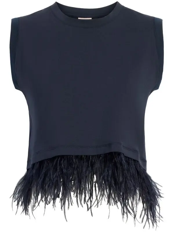 Cinq À Sept Feather-trim Tank Top - Blue