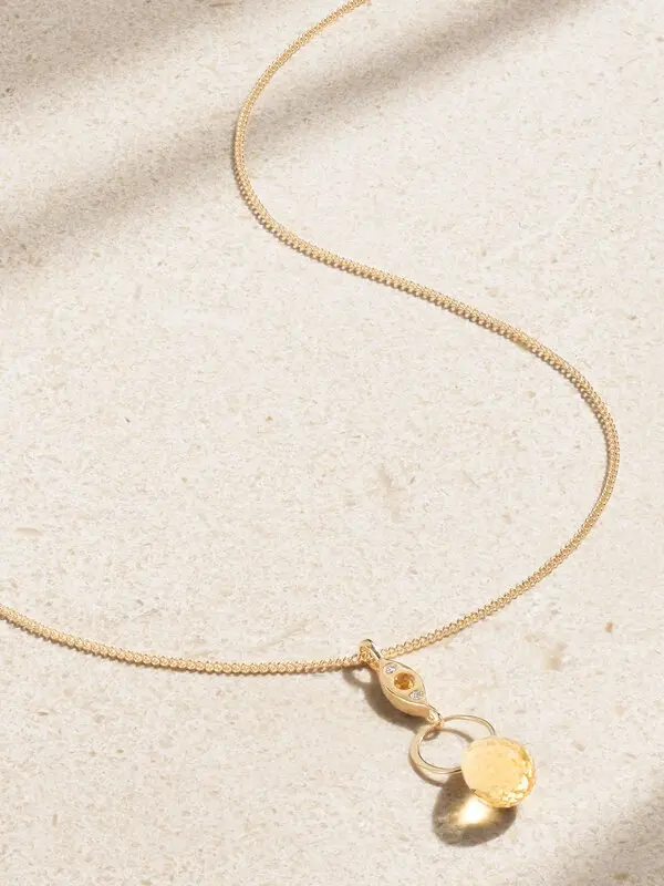 MELISSA JOY MANNING 14-karat Recycled Diamond And Citrine Pendant Necklace - Gold