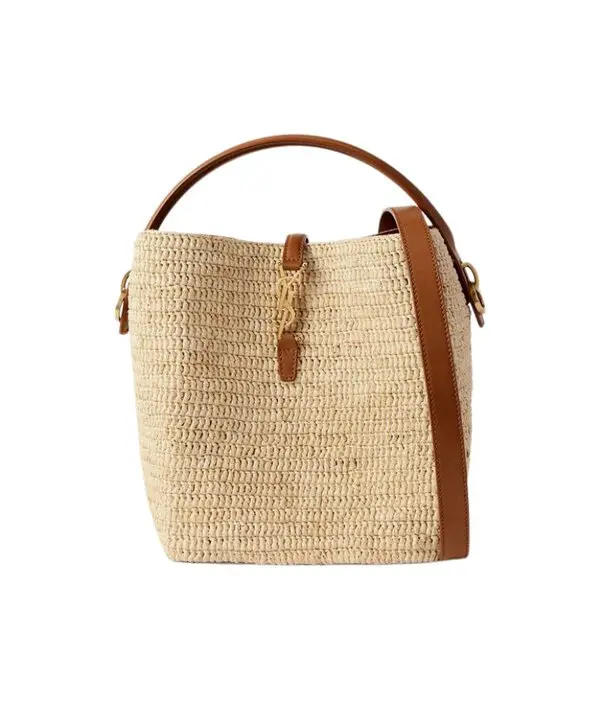 Saint Laurent Le 37 Raffia Bucket Bag - Neutrals