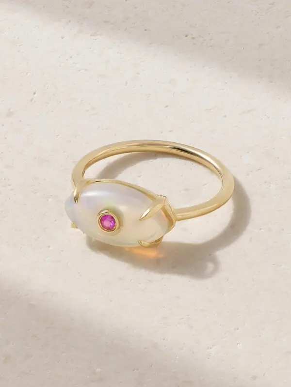 SYDNEY EVAN Evil Eye 14-karat Opal And Sapphire Ring