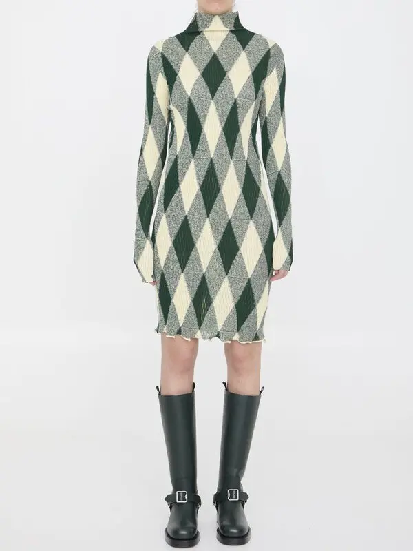 Burberry Argyle Motif Ribbed Dress