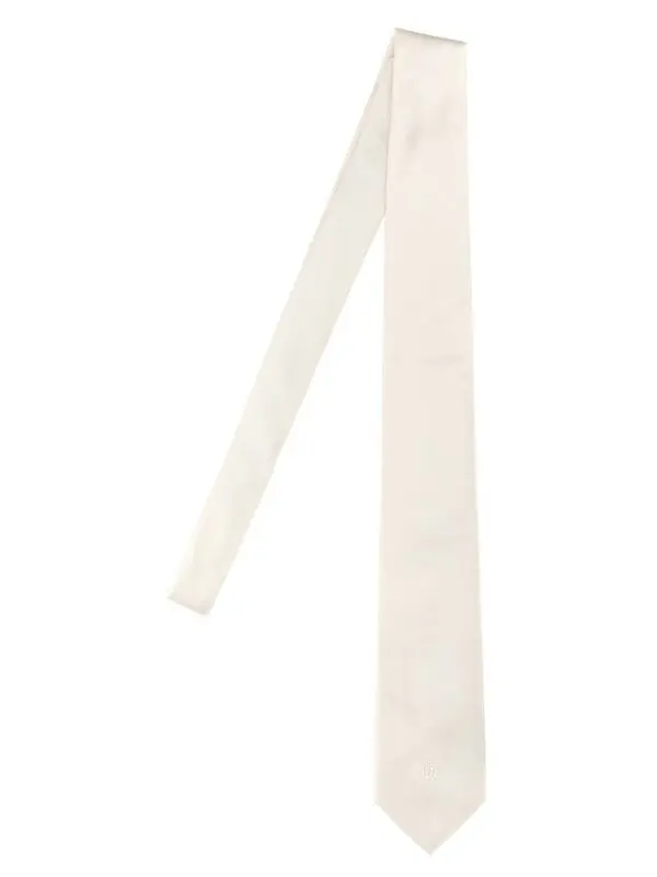 Dolce & Gabbana Off White Satin 100% Silk Adjustable Men Tied Necktie Tie