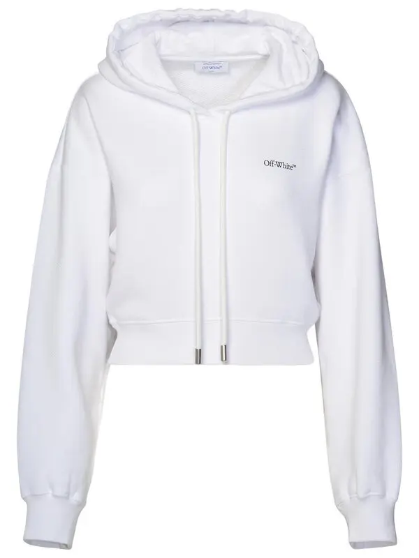 Off-White Cotton Hoodie With Front Logo In White 50% Off