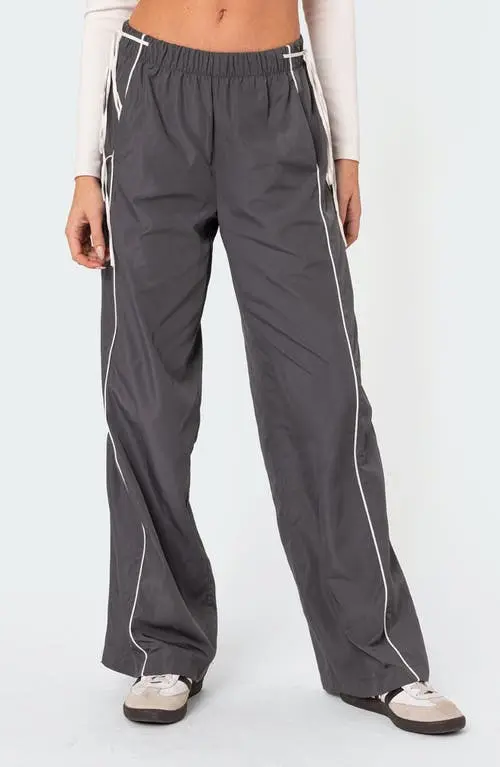 EDIKTED Scarlot Ribbon Track Pants - Dark-gray