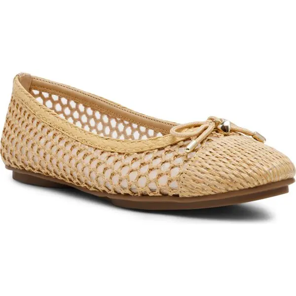 Anne Klein Luci Cap Toe Ballet Flat - Natural Raffia