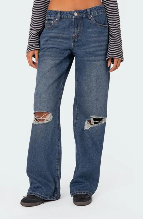 EDIKTED Debbie Ripped Jeans - Indigo-blue-raw-wash