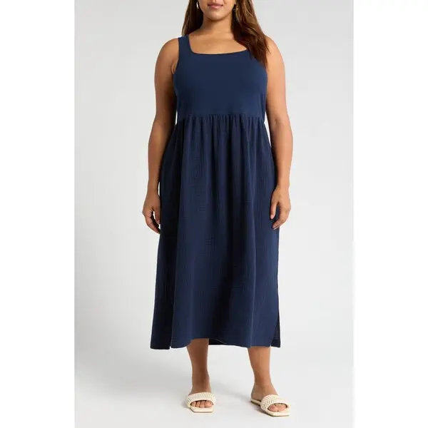 Madewell Knit Tank Midi Dress In Dark Nightfall - 50% Off | Editorialist