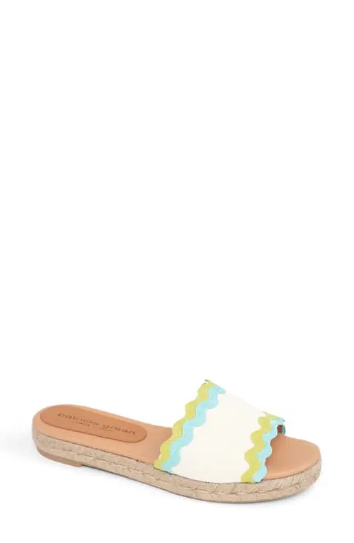 PATRICIA GREEN Ava Ric Rac Espadrille Slide Sandal - Lime/ Aqua