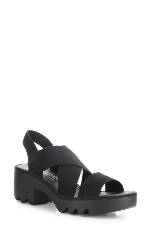 Fly London Taji Platform Slingback Sandal - Black Cupido