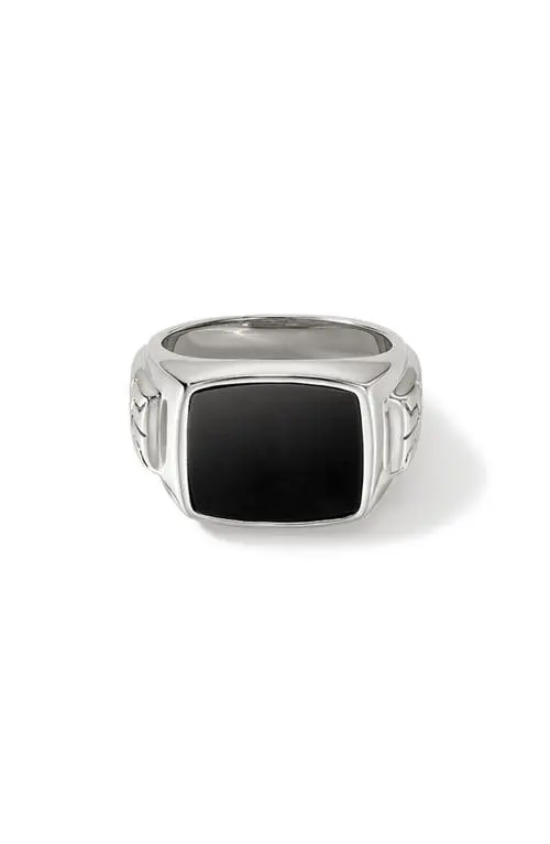 John Hardy Onyx Signet Ring - Silver