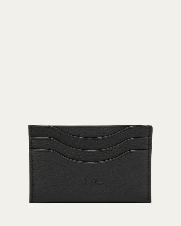 Loro Piana Extra Grained Calfskin Card Holder - Black